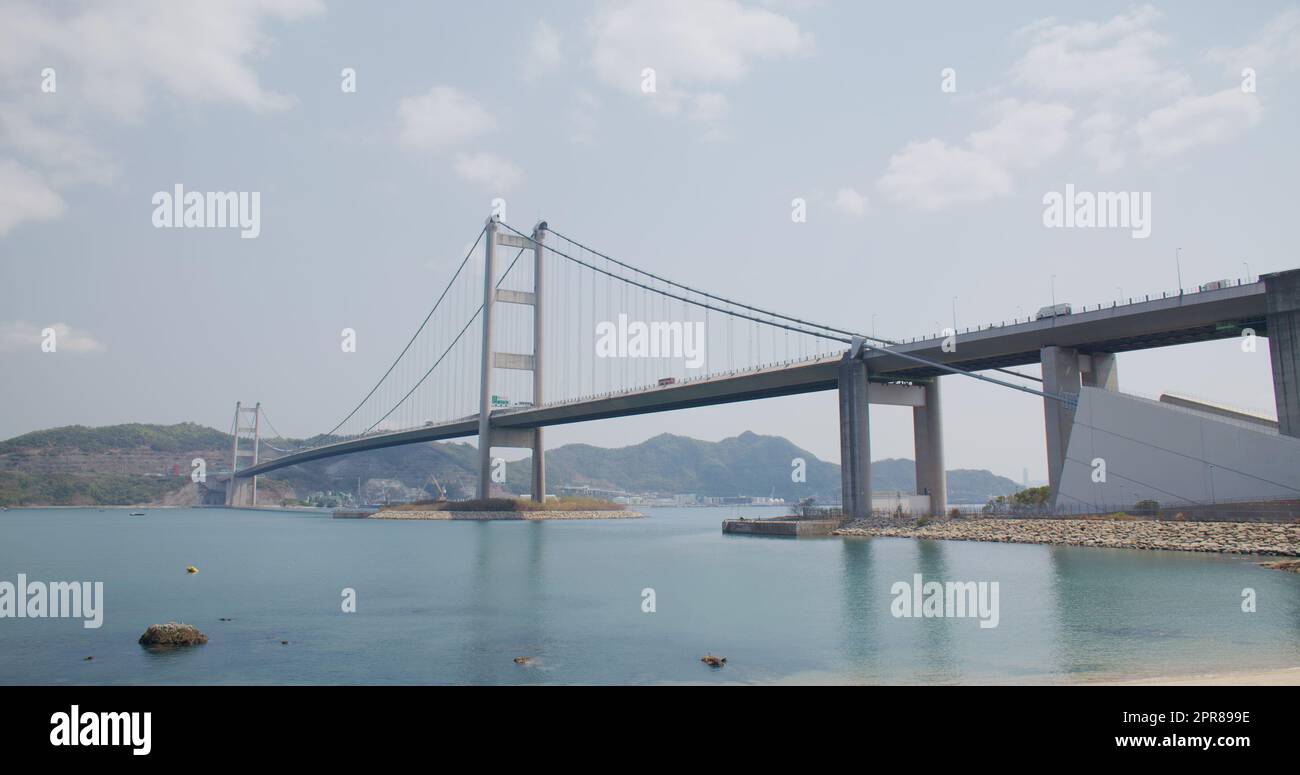 Tsing Ma Suspension bridge in Hong Kong city Stock Photo - Alamy