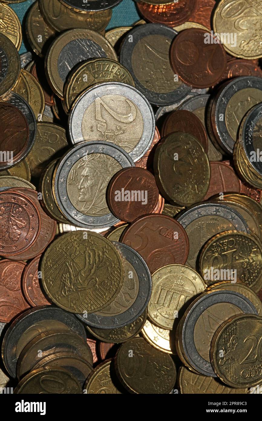 Euro coins close up background modern high quality big size print Stock ...