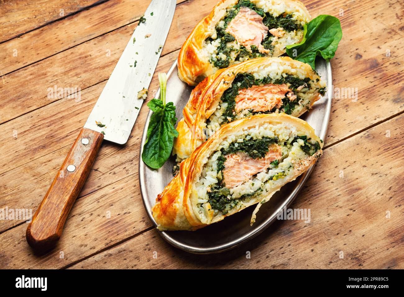 Salmon baked in dough Stock Photo - Alamy