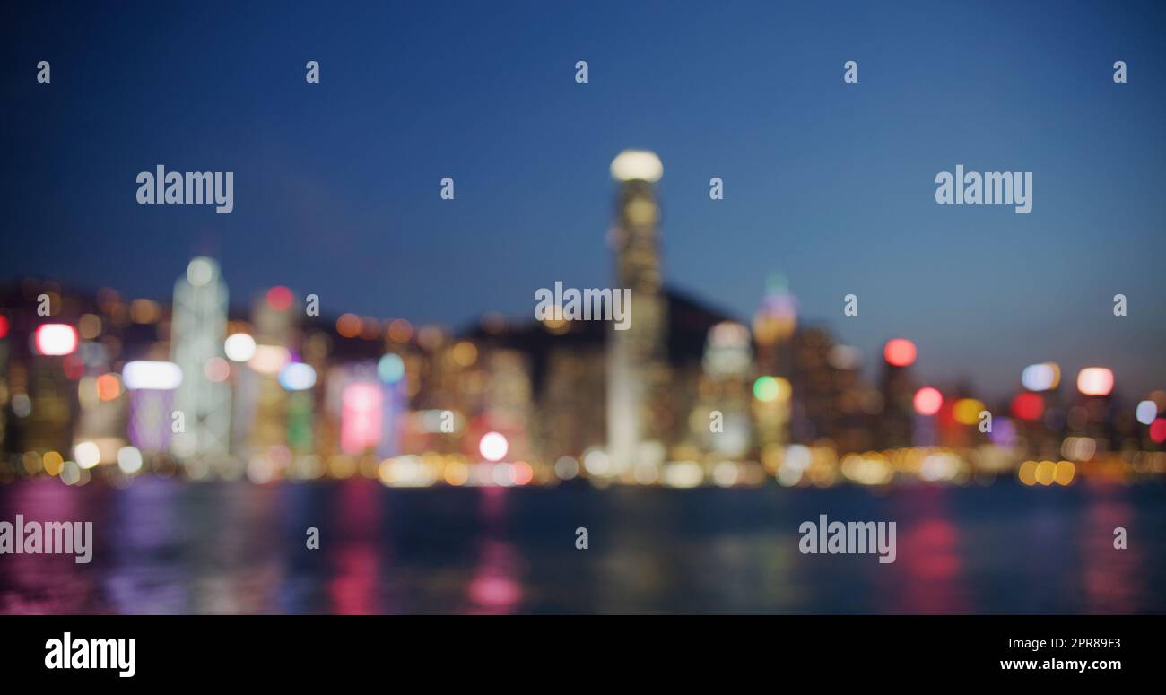 Blur view of Hong Kong city night Stock Photo - Alamy