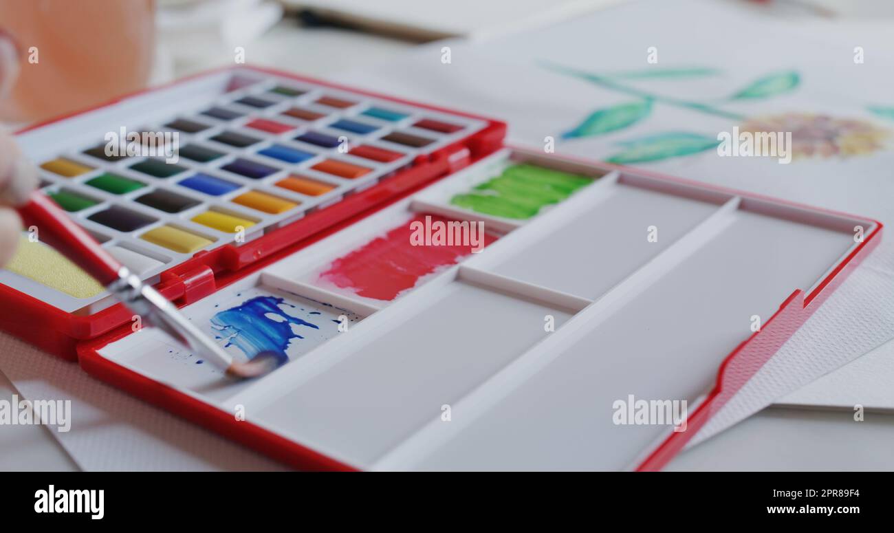 Start drawing on the notebook by watercolor Stock Photo - Alamy