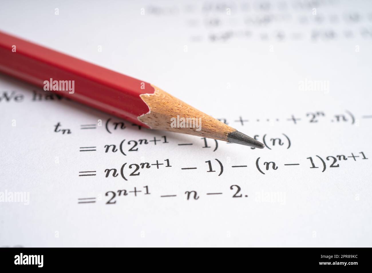 Pencil on mathematic formula exercise test paper in education school ...
