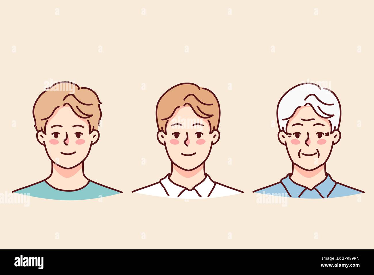 Set of man aging. Collection of teen guy, grownup male and mature ...