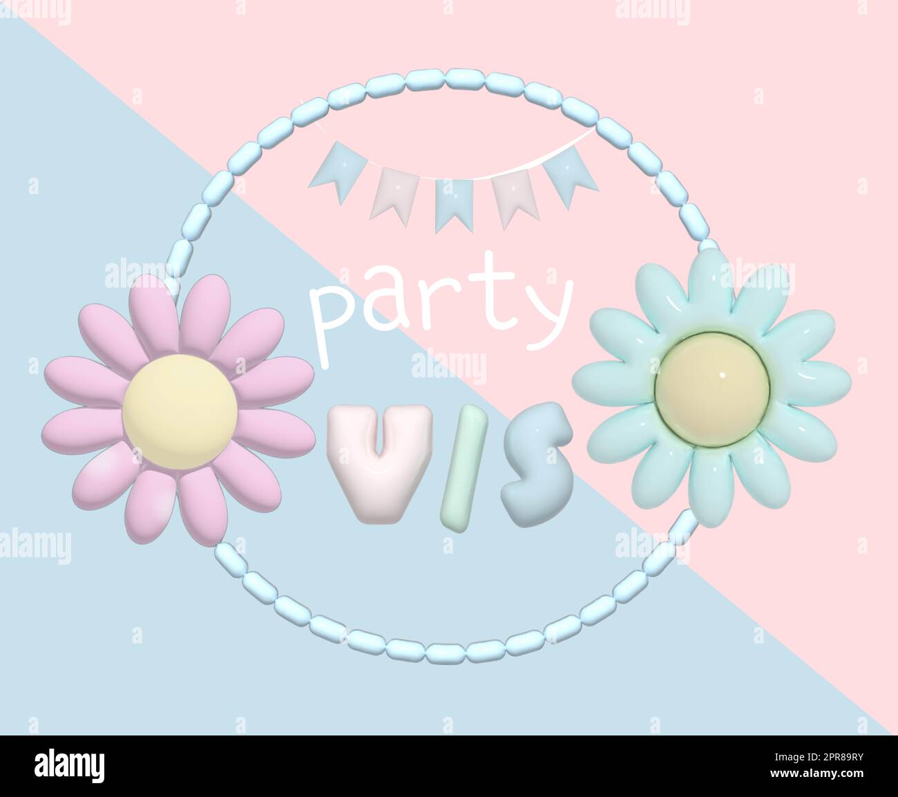 Baby shower poster. Boy or girl. Gentle colors. Blue and pink. flowers ...