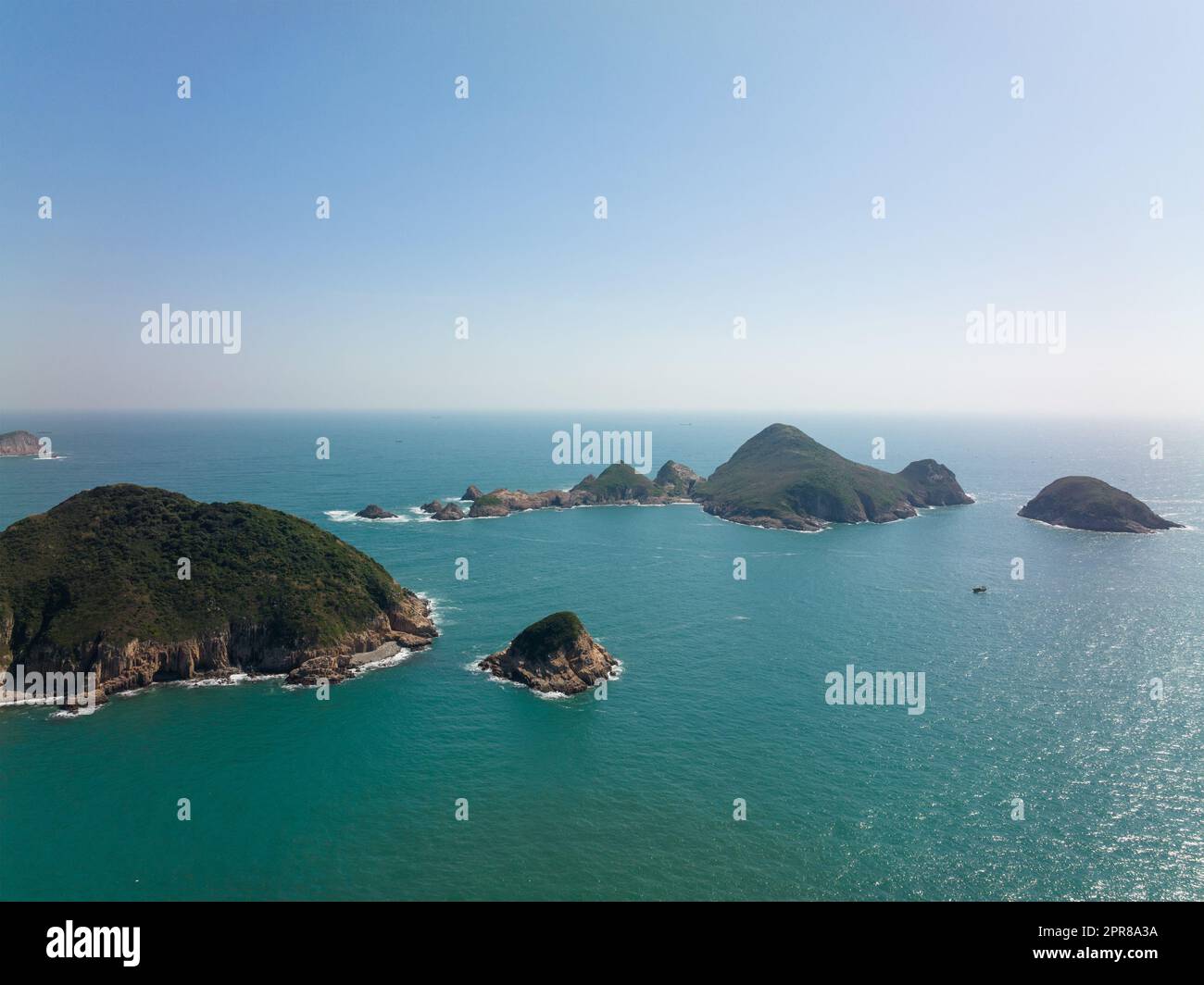 Drone fly over the island with clear blue sky Stock Photo - Alamy