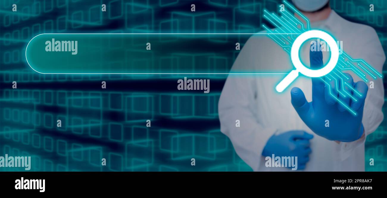 Doctor Touching Search Bar With Finger On Search Bar. Scientist With ...