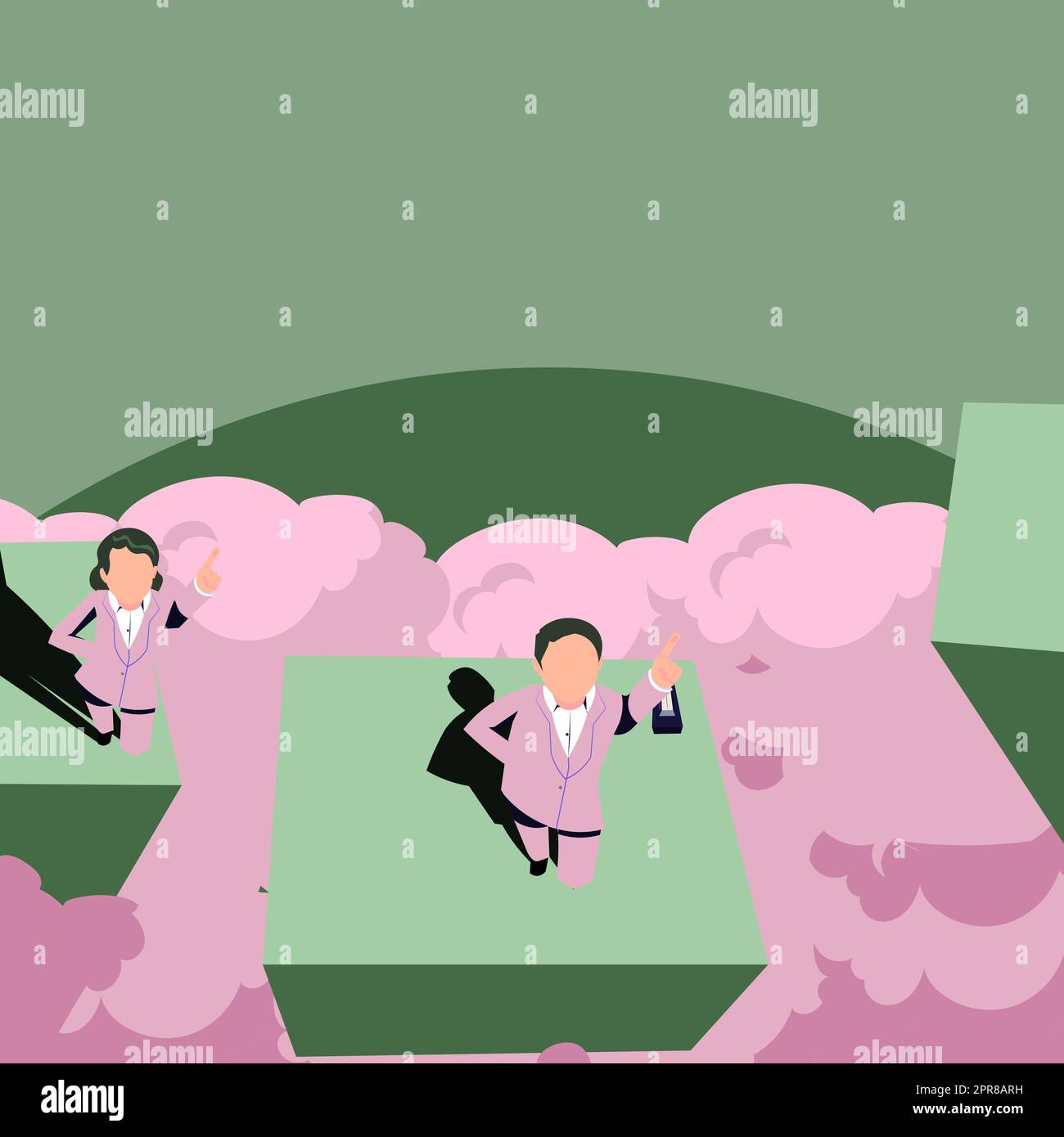 Businessmen In Suit Pointing Upwards Representing Innovative Thinking ...