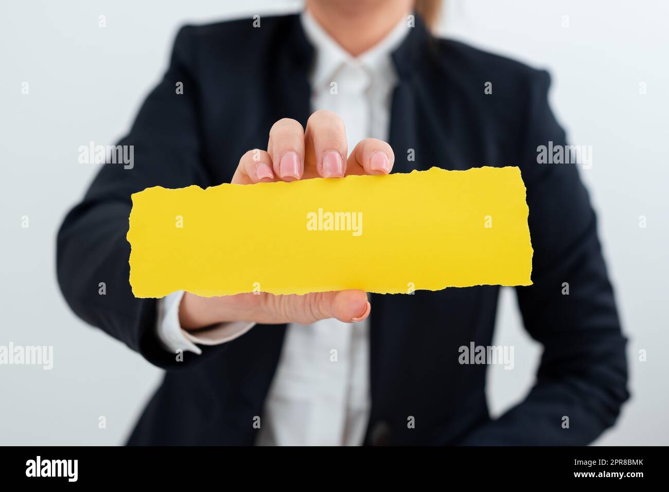 Businesswoman Holding Note With Important Message With One Hand. Woman ...