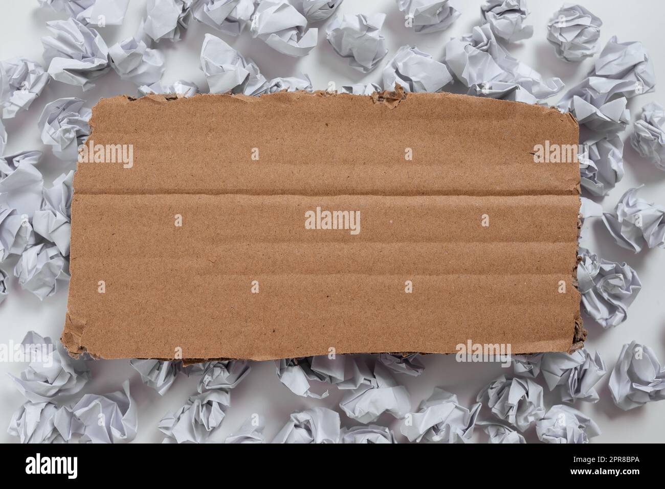 Paper Wraps Placed Under Cardboard With Important Information. Wrinkled ...