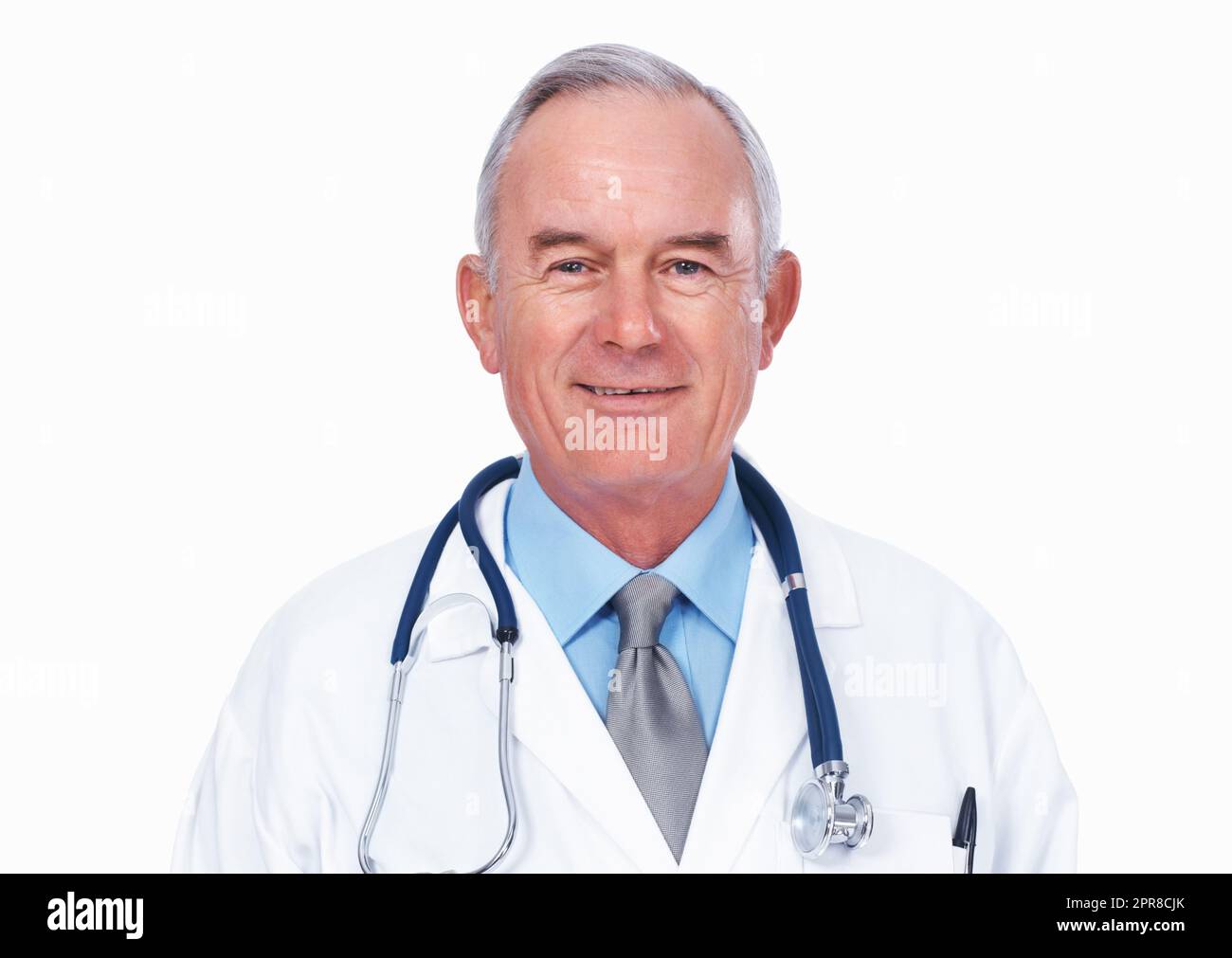 Confident doctor. Portrait of confident mature doctor with stethoscope ...