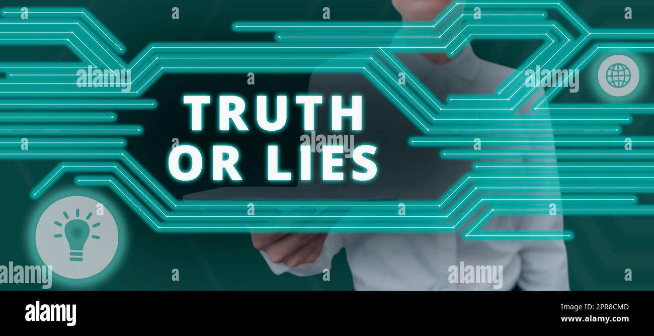 Hand writing sign Truth Or Lies. Word for Decide between a fact or ...