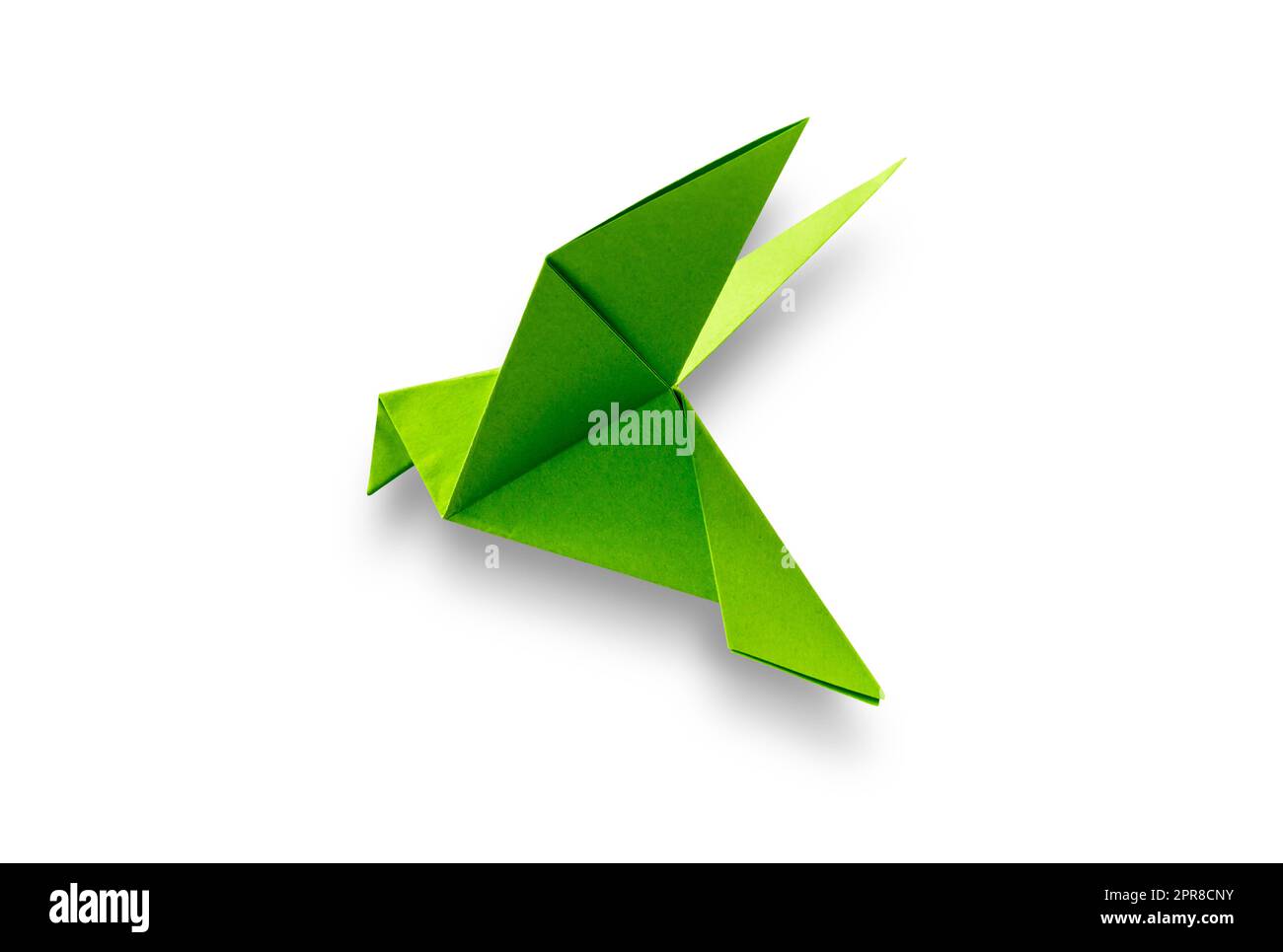 Green paper dove origami isolated on a white background Stock Photo - Alamy