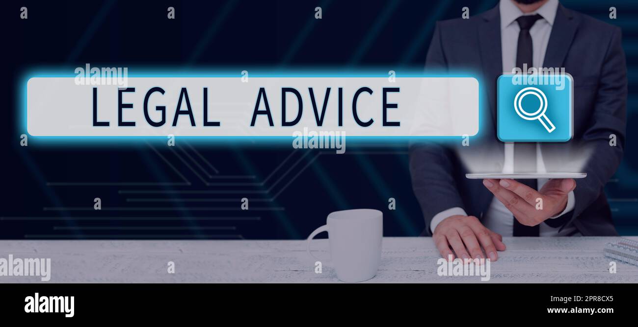 Text caption presenting Legal Advice. Internet Concept Lawyer opinion ...