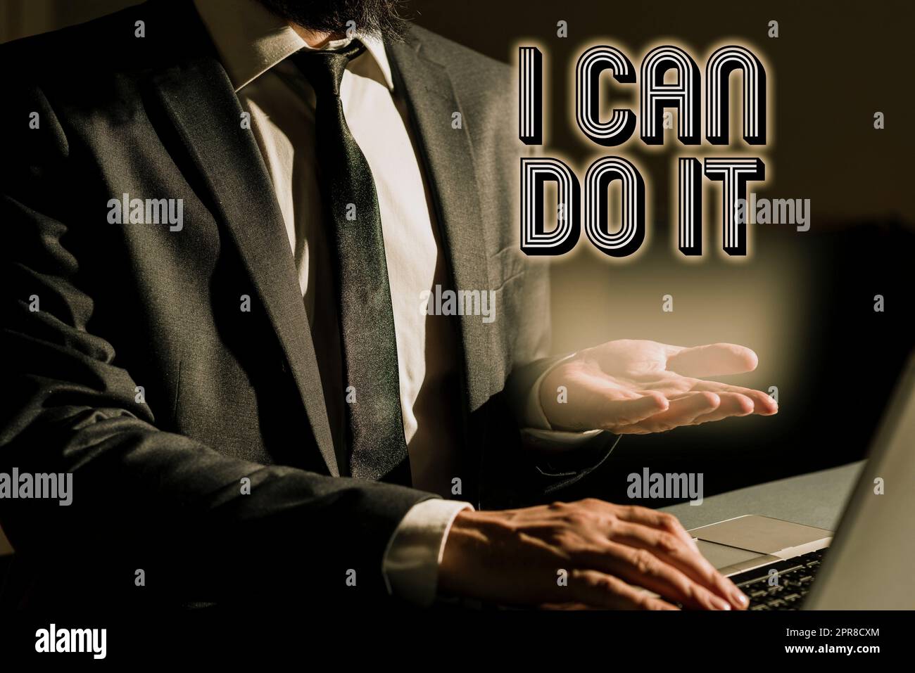 Conceptual caption I Can Do It. Business showcase ager willingness to ...