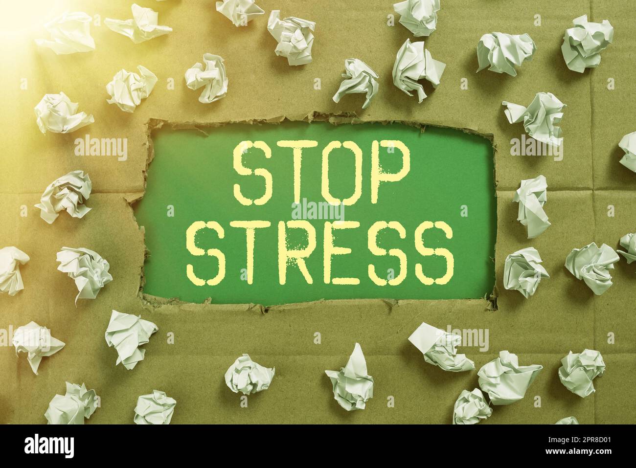 Hand writing sign Stop Stress. Business idea Seek help Take medicines ...