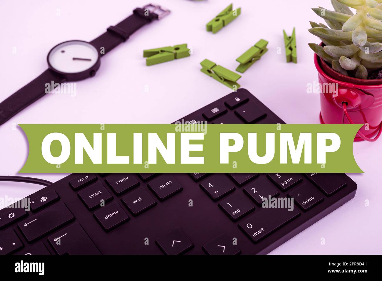 Text caption presenting Online Pump. Conceptual photo device which ...