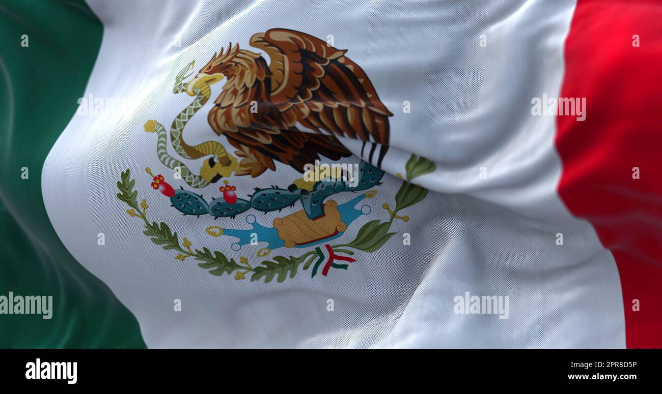 Close-up view of the mexican national flag waving in the wind Stock ...