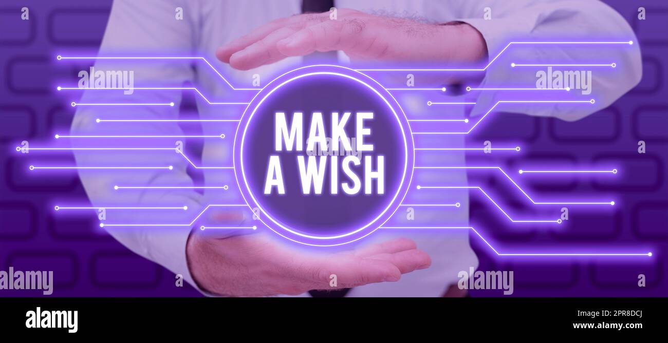 Conceptual display Make A Wish. Word Written on To have dreams desires ...