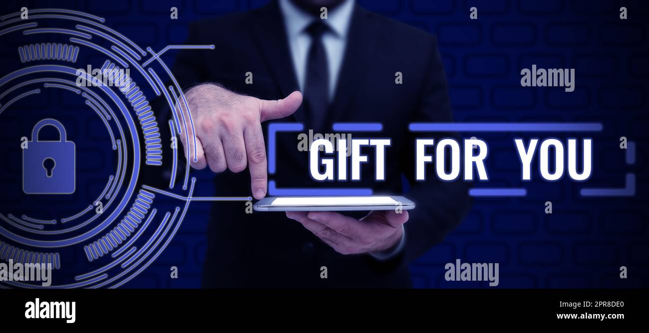 Text caption presenting Gift For You. Word for To receive a present ...