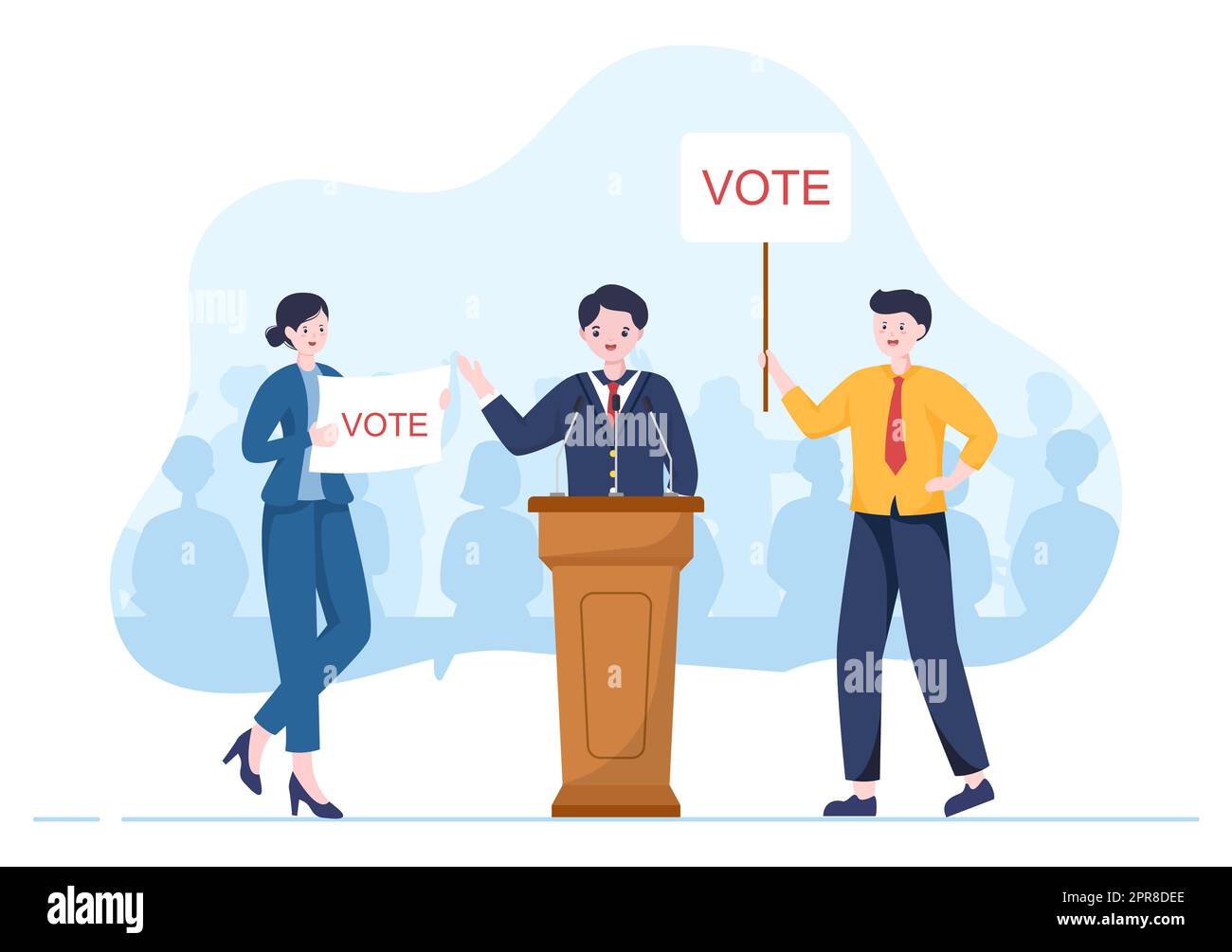 Political Candidate Cartoon Hand Drawn Illustration With Debates