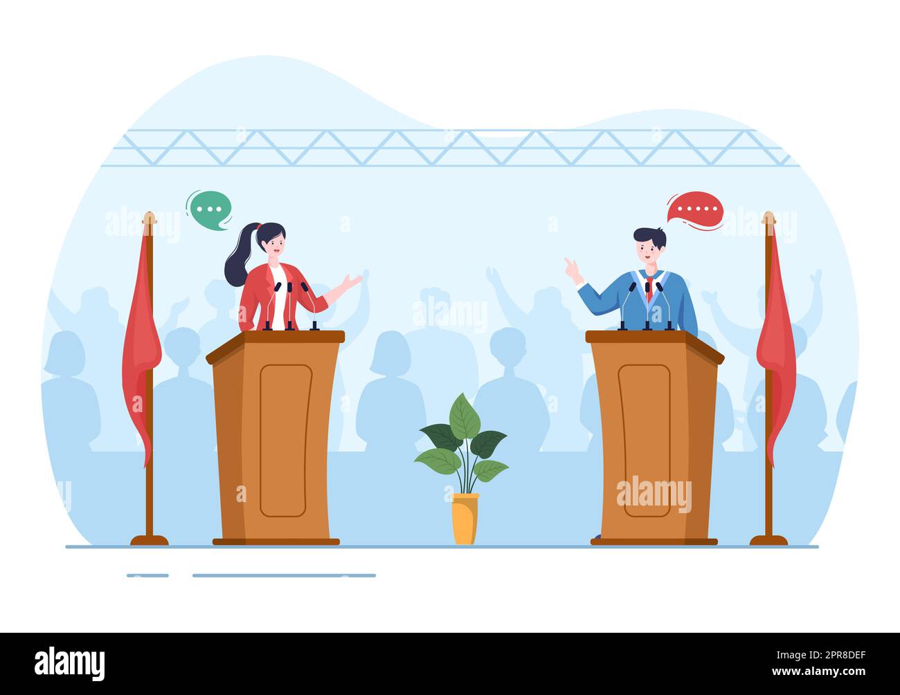 Political Candidate Cartoon Hand Drawn Illustration with Debates ...