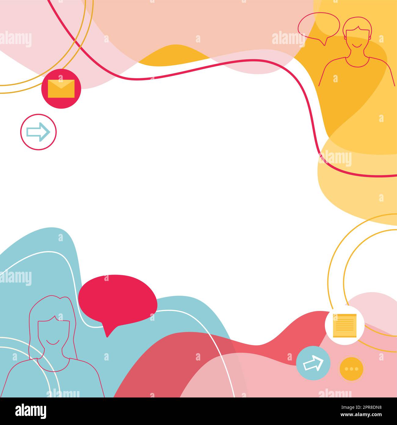 Illustration Of Couple Speaking In Chat Cloud Exchanging Messages ...