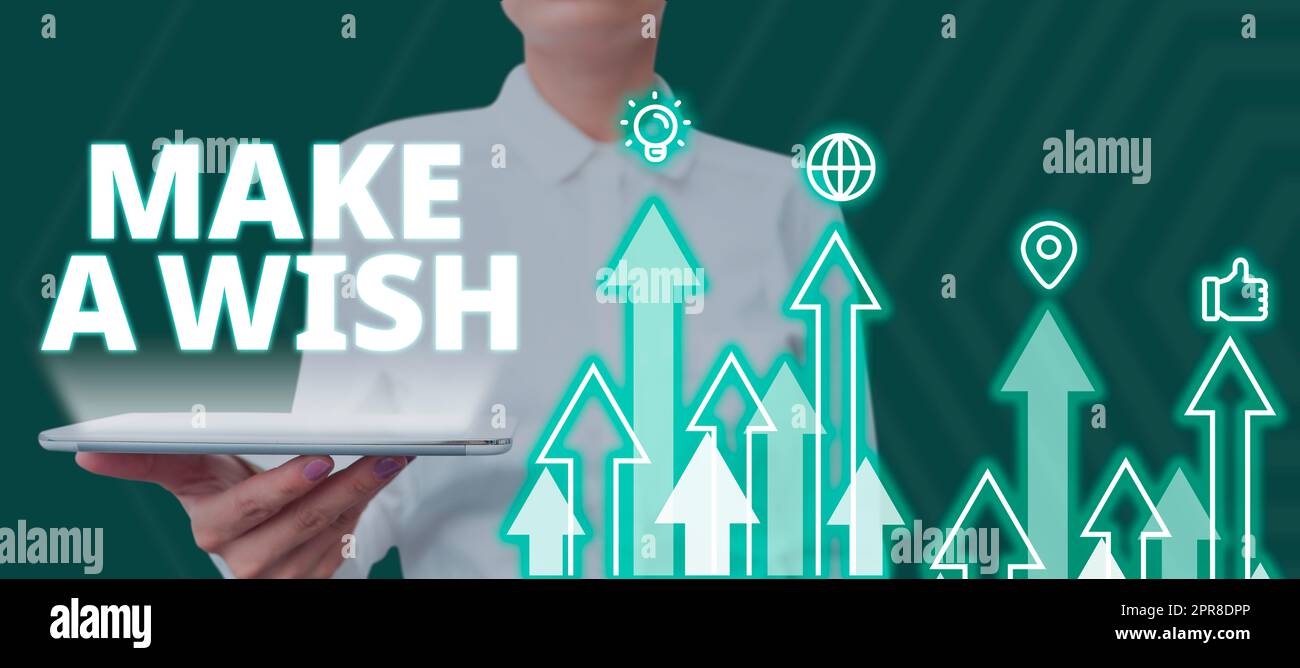 Text showing inspiration Make A Wish. Business showcase To have dreams ...
