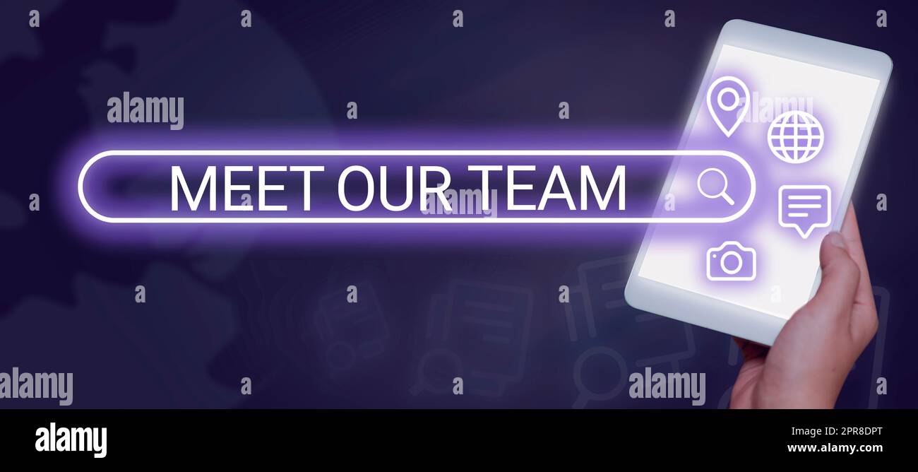 Text showing inspiration Meet Our Team. Business showcase Presentation ...