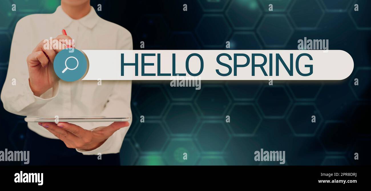 Writing displaying text Hello Spring. Business idea Welcoming the ...