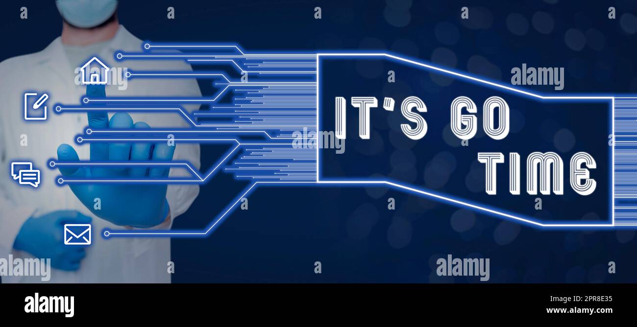 Hand writing sign It S Is Go Time. Conceptual photo A period to ...