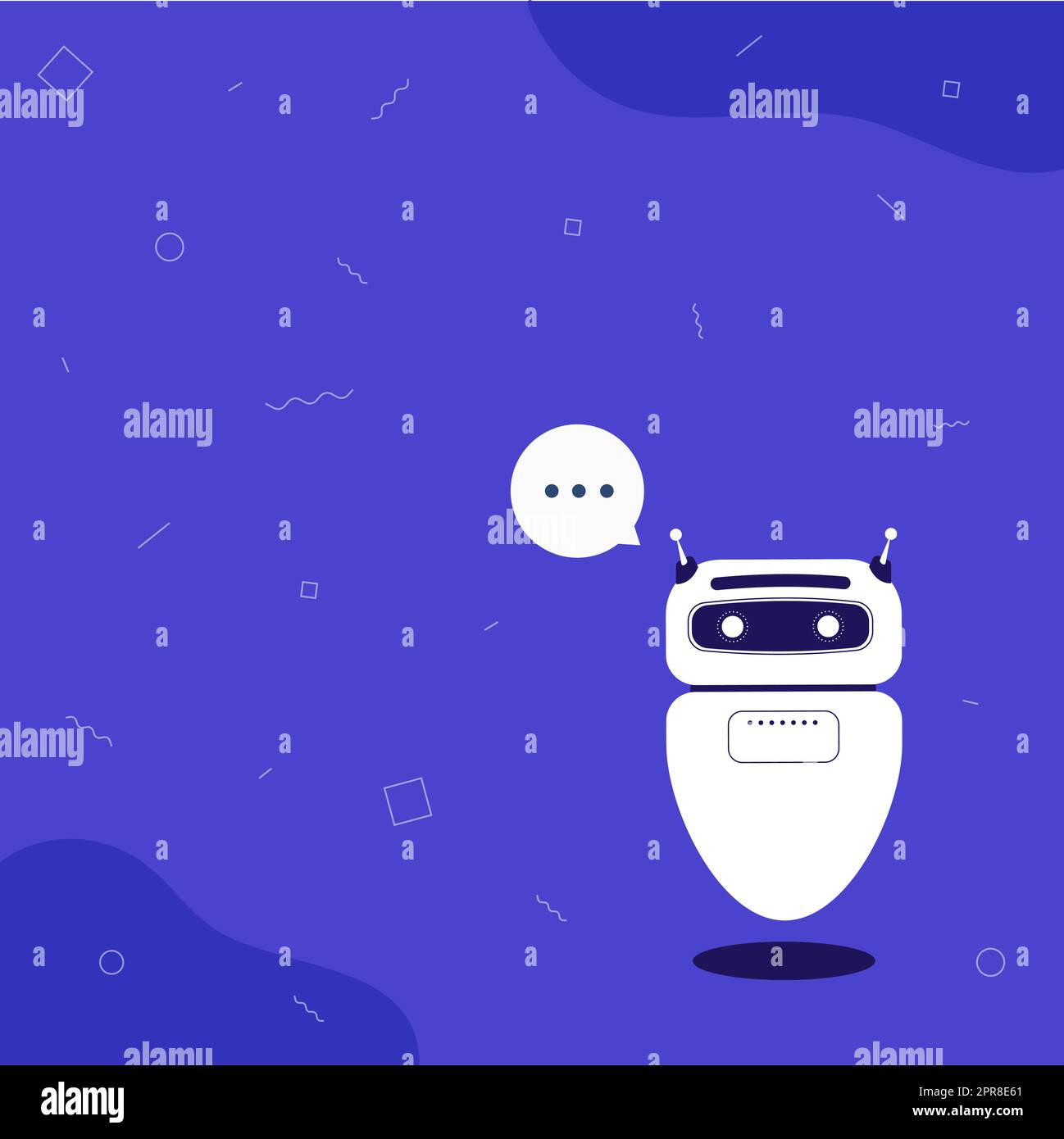 Illustration Of Cute Floating Robot Telling Us New Wonderful ...