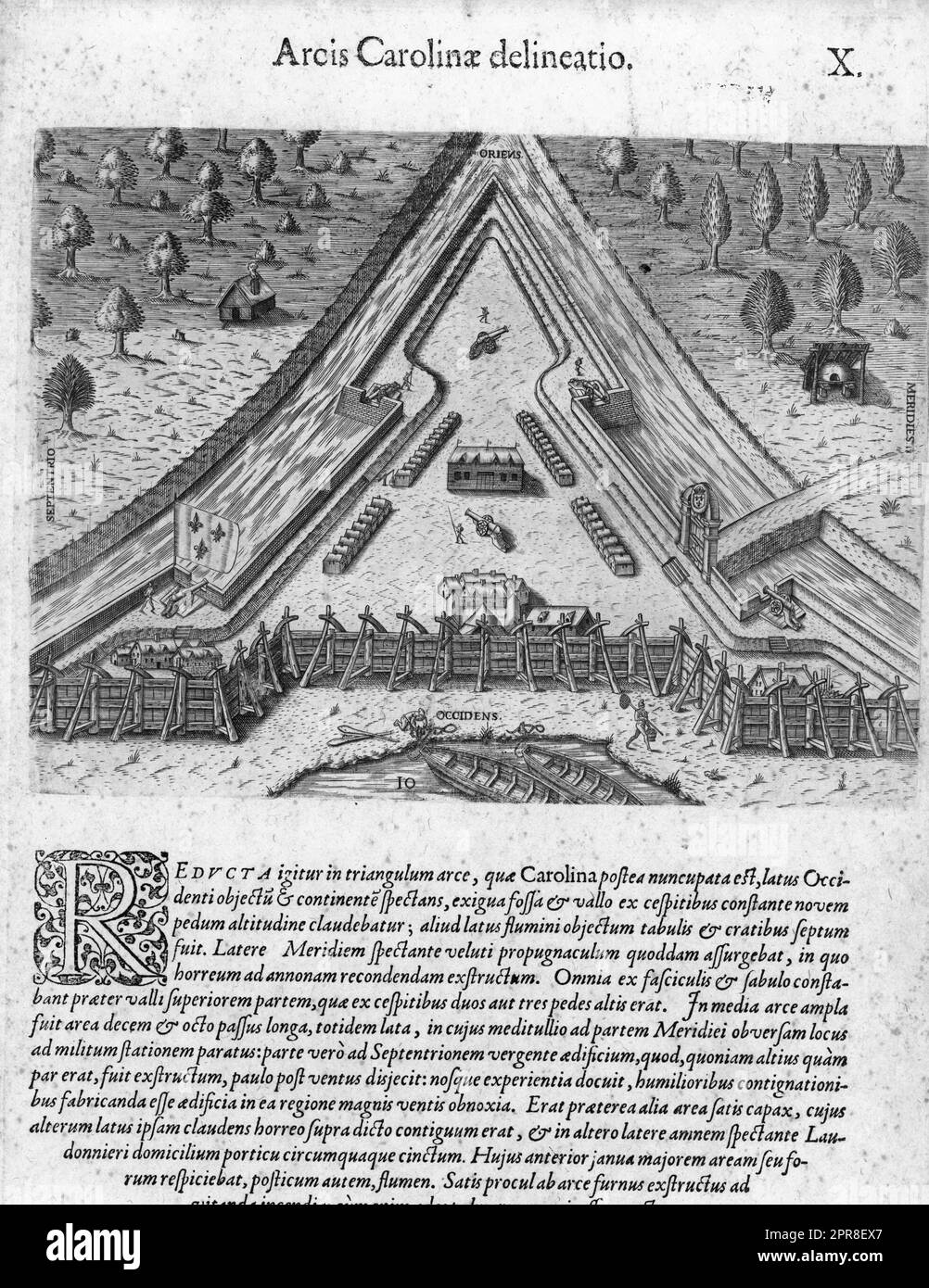 Fort Caroline shown in an old etching Stock Photo - Alamy
