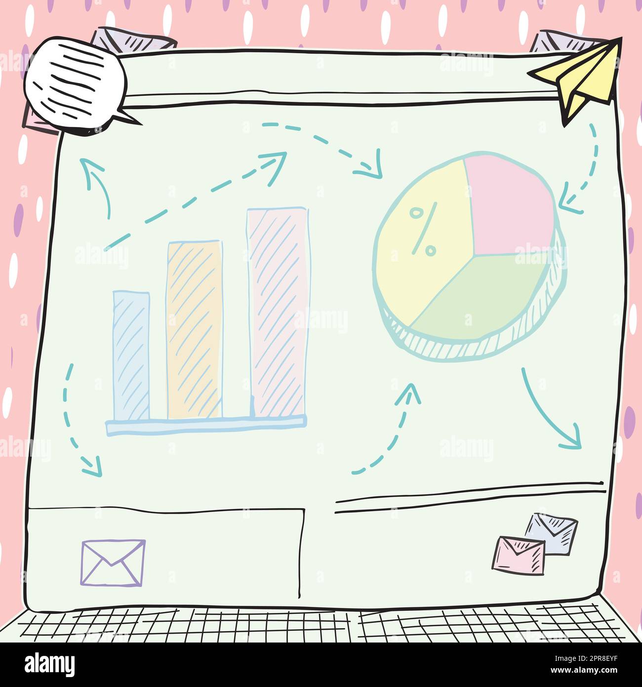 Important Message Presented On Screen With Charts, Graphs And E Mail S ...