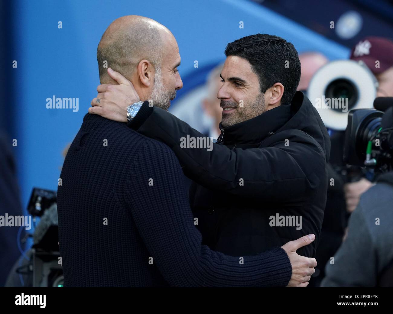 Manchester City Manager Pep Guardiola Left And Arsenal Manager Mikel