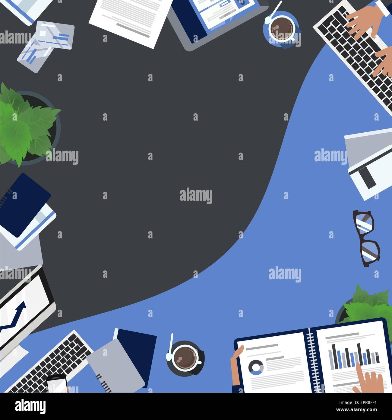 Office table with notebooks Stock Vector Images - Alamy