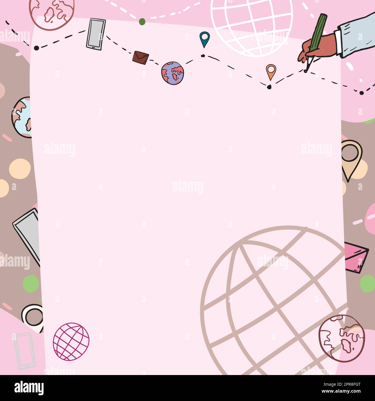 Plain Whiteboard With Hand Drawing Guide Line For Steps Over World ...