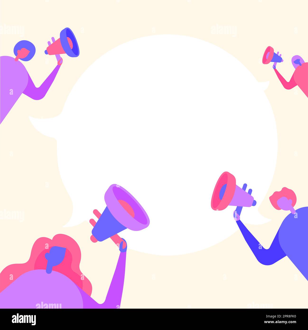 Group Of People Drawing Holding Their Megaphones Talking And Sharing ...