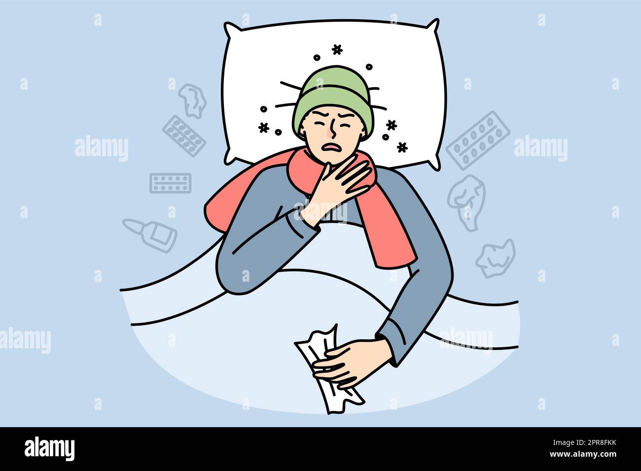 Cartoon character sore throat Stock Vector Images - Alamy