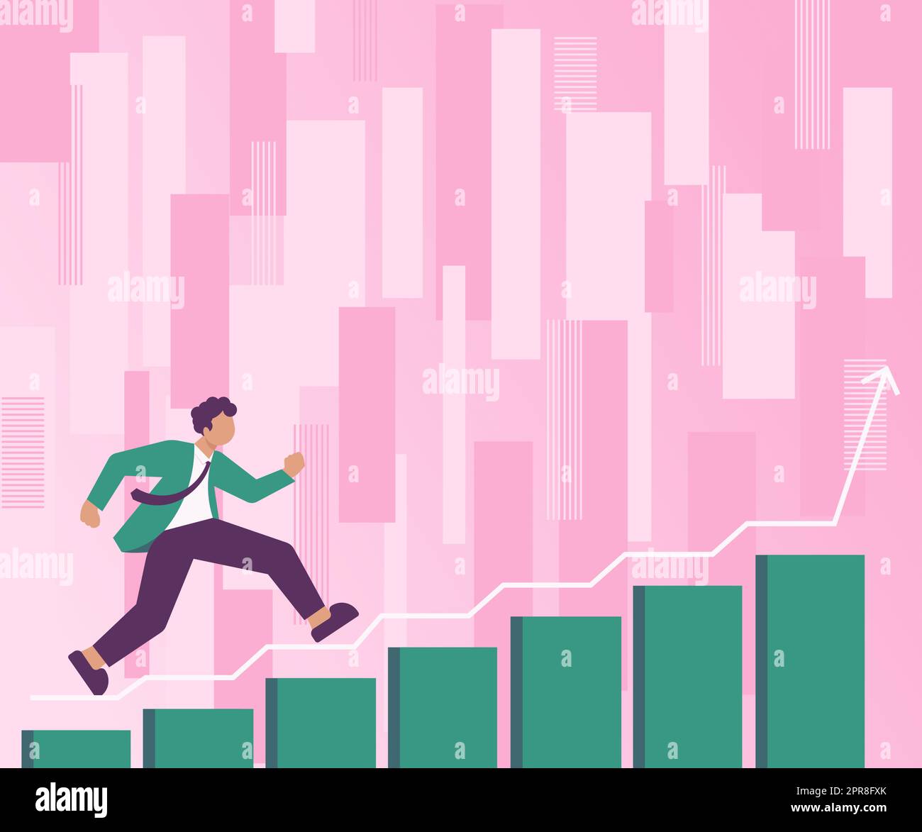 Gentleman In Suit Climbing Staris Running Forward Success Reaching ...