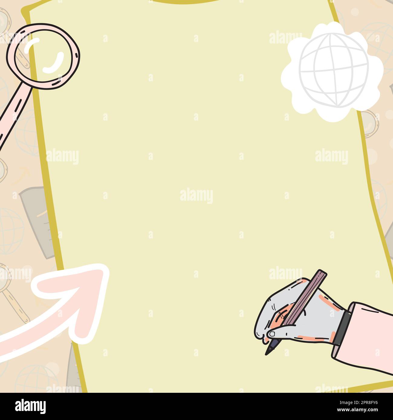 Handwriting On A Blank Sheet With Magnifying Lens, Upward Arrows And ...