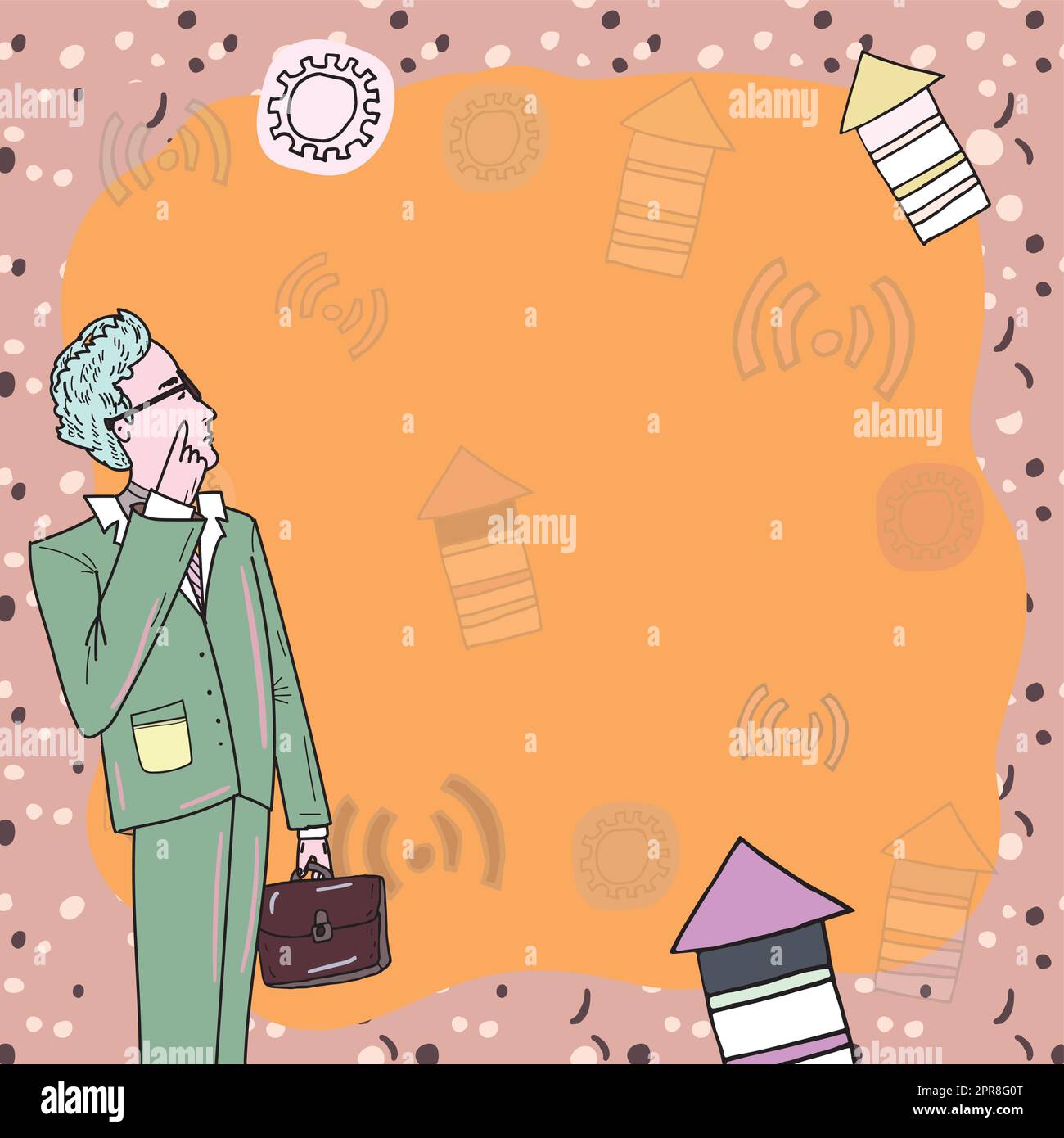 Professor In Suit Presenting Important Messages. Teacher With Glasses ...