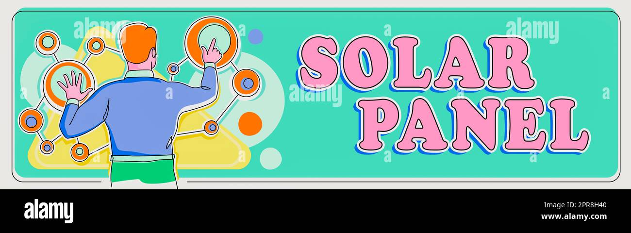 Text sign showing Solar Panel, Business concept designed to absorb suns rays source of energy ...