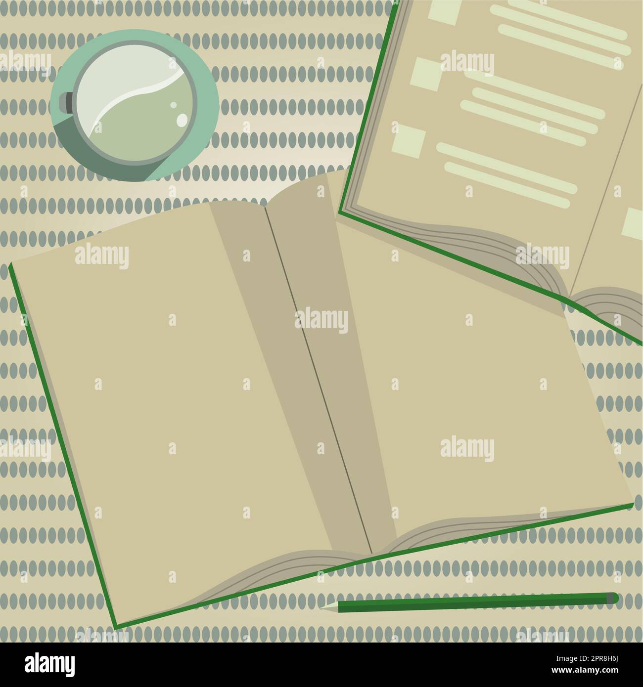 Two Open Work Books On A Table. Flat View Of Table With Notebooks ...