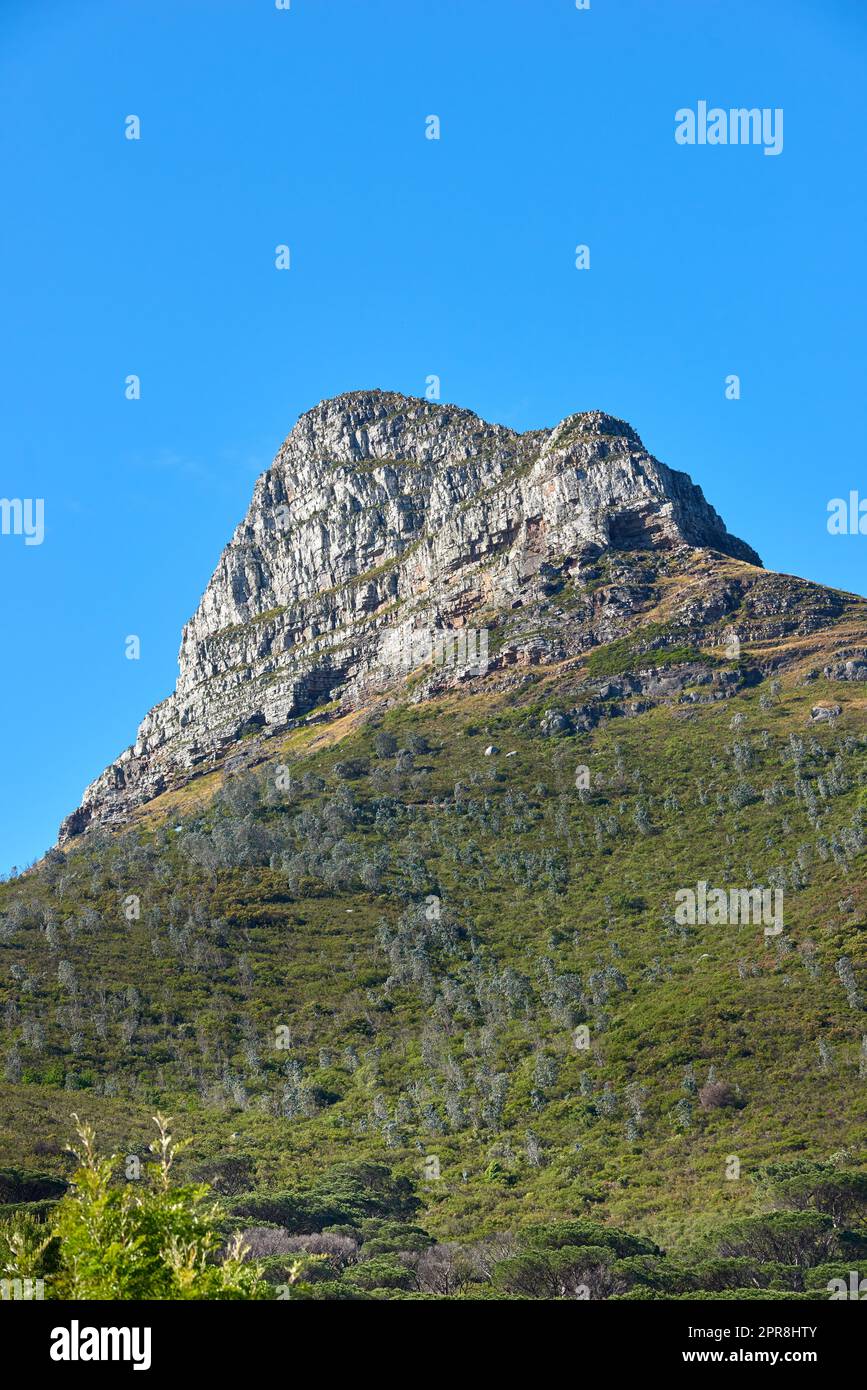 Copyspace landscape view of the top of a mountain during the day in ...