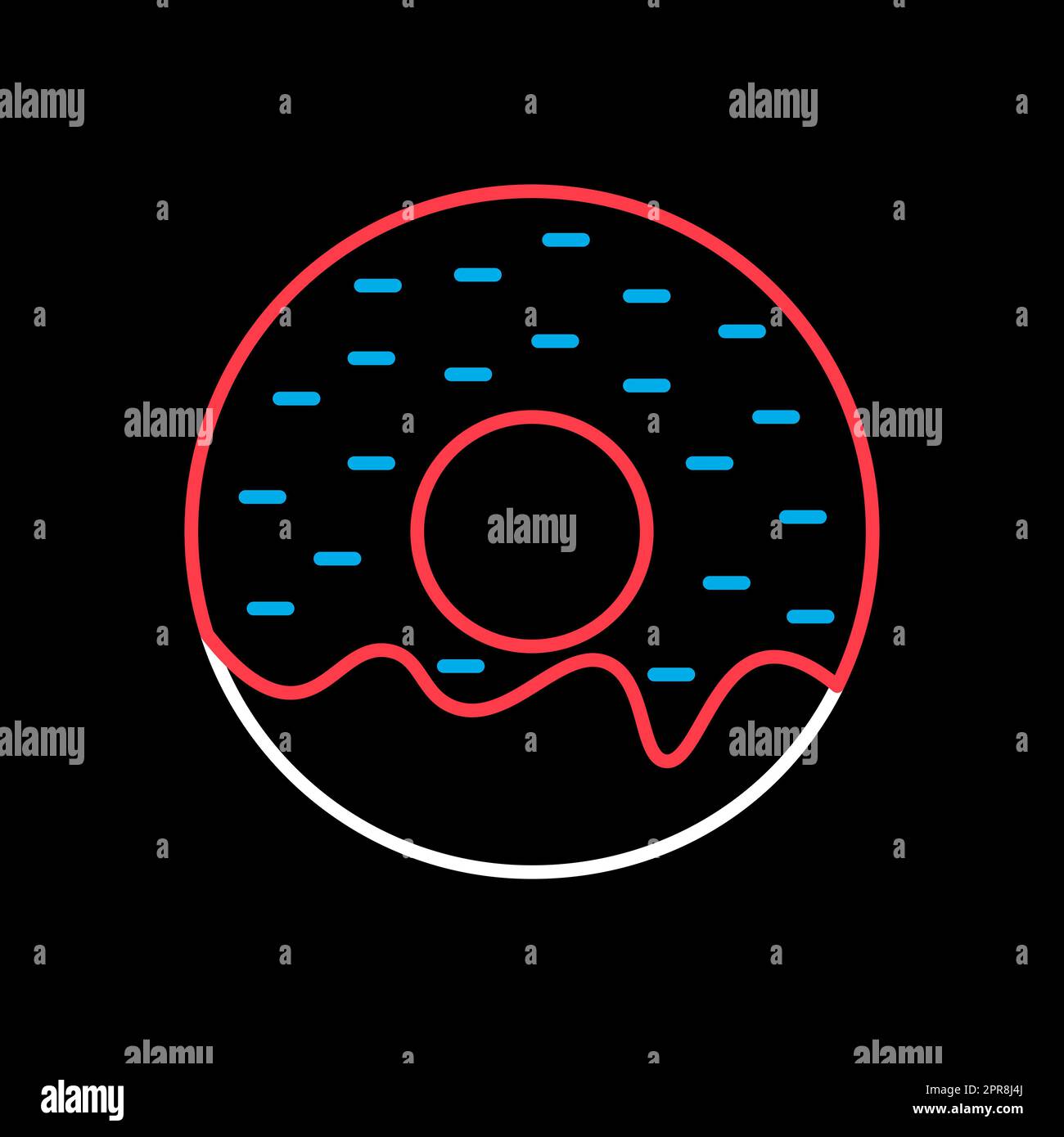 Donut vector isolated on black background icon. Fast food sign. Graph ...