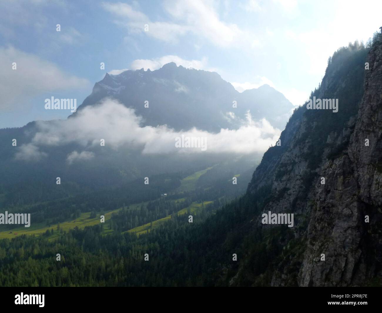 Mountain panorama via ferrata Tajakante, Tyrol, Austria in summertime ...