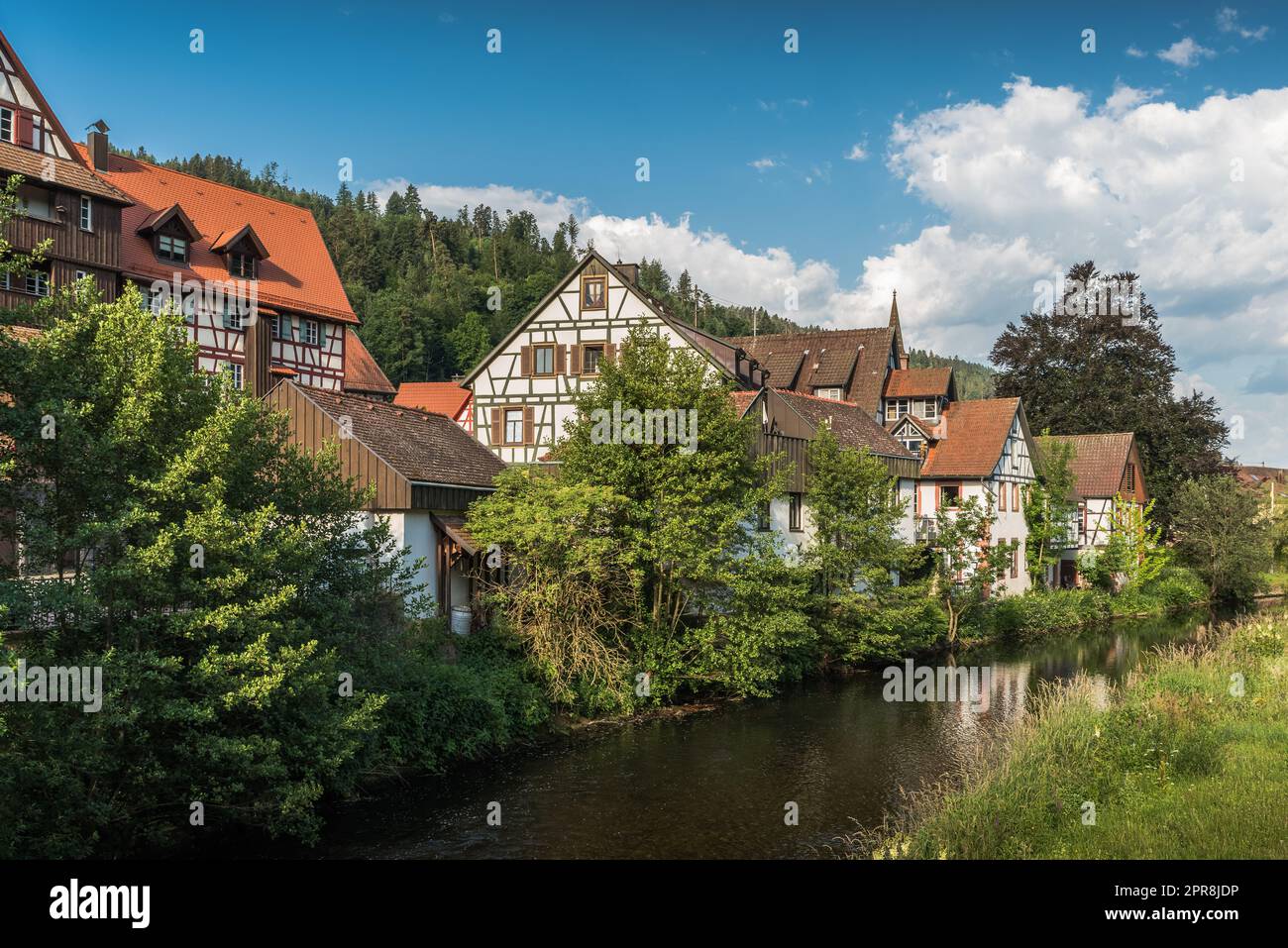 Half-timbered houses in the town of Schiltach in the Black Forest ...