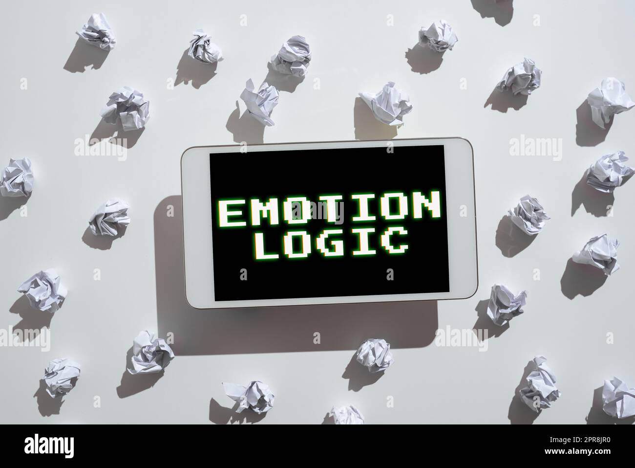 Writing displaying text Emotion Logic. Word for Heart or Brain Soul or ...