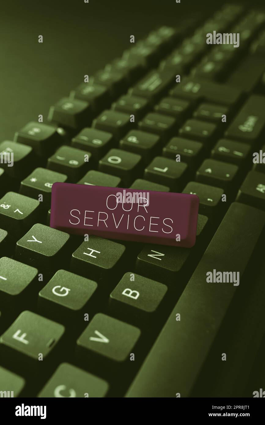 Hand writing sign Our Services. Business showcase The occupation or ...