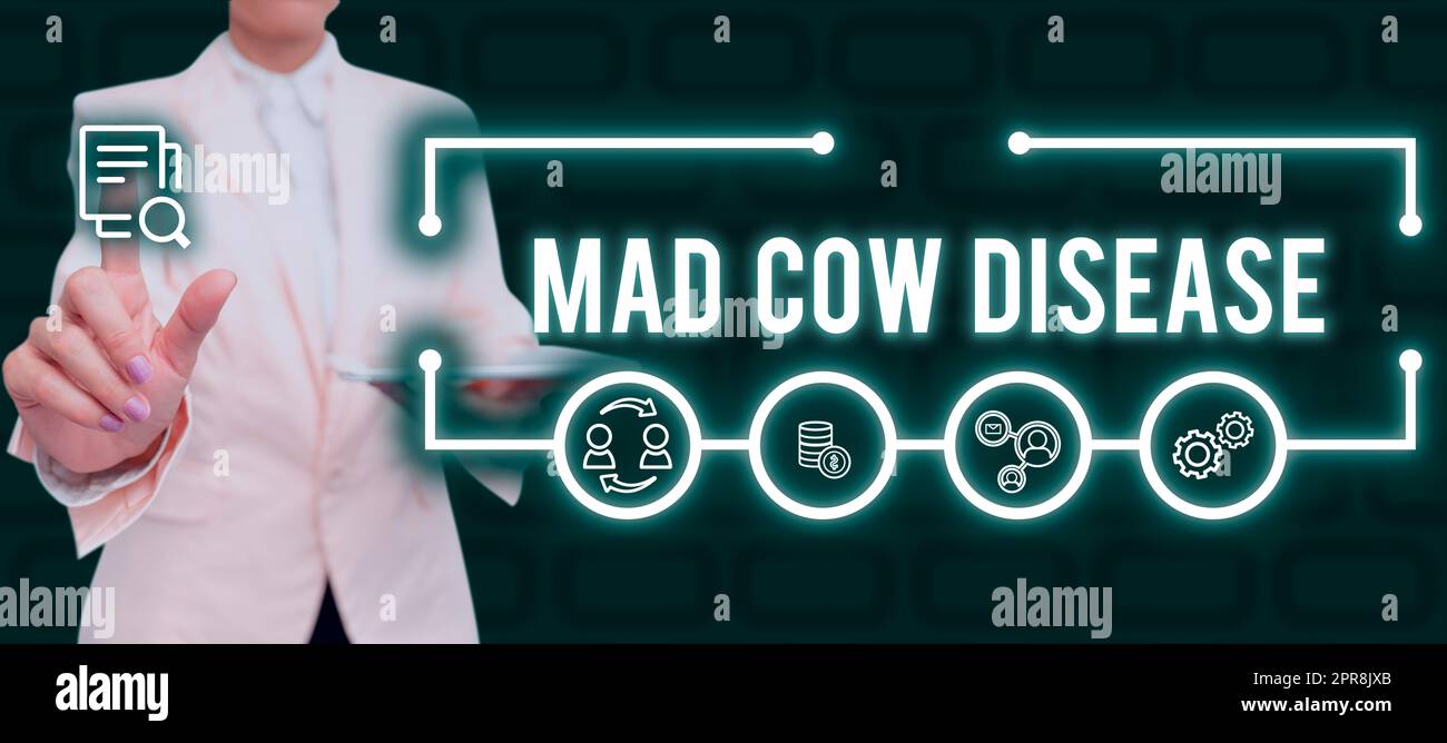 Text sign showing Mad Cow Disease. Business approach Neurodegenerative ...